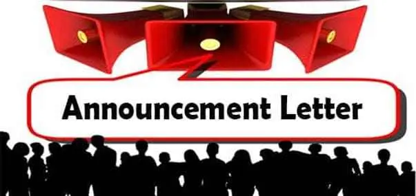 Announcement Letter Format with Announcement Letter Sample Examples And ...